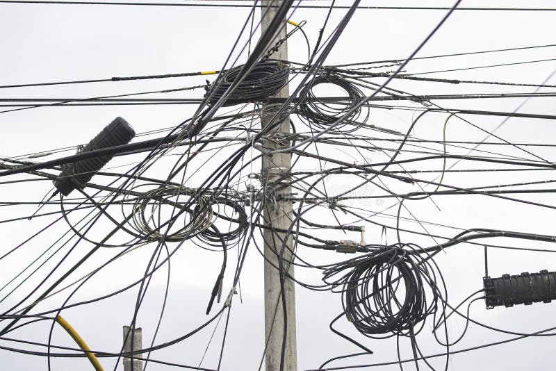 View of a Tangled Mess of Cables and Electrical Wires Stock Photo ...