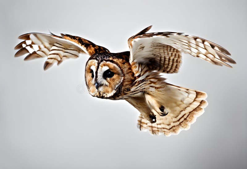 A View of a Tawny Owl in Flight on a White Background Stock ...