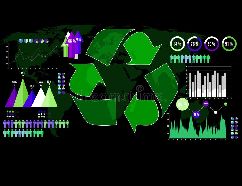 Technology Ecologic Interface with Business Chart Graph and Stat Stock ...