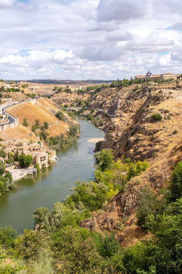 View of Tegus River in Toledo, Spain, UNESCO World Heritage Site Stock ...