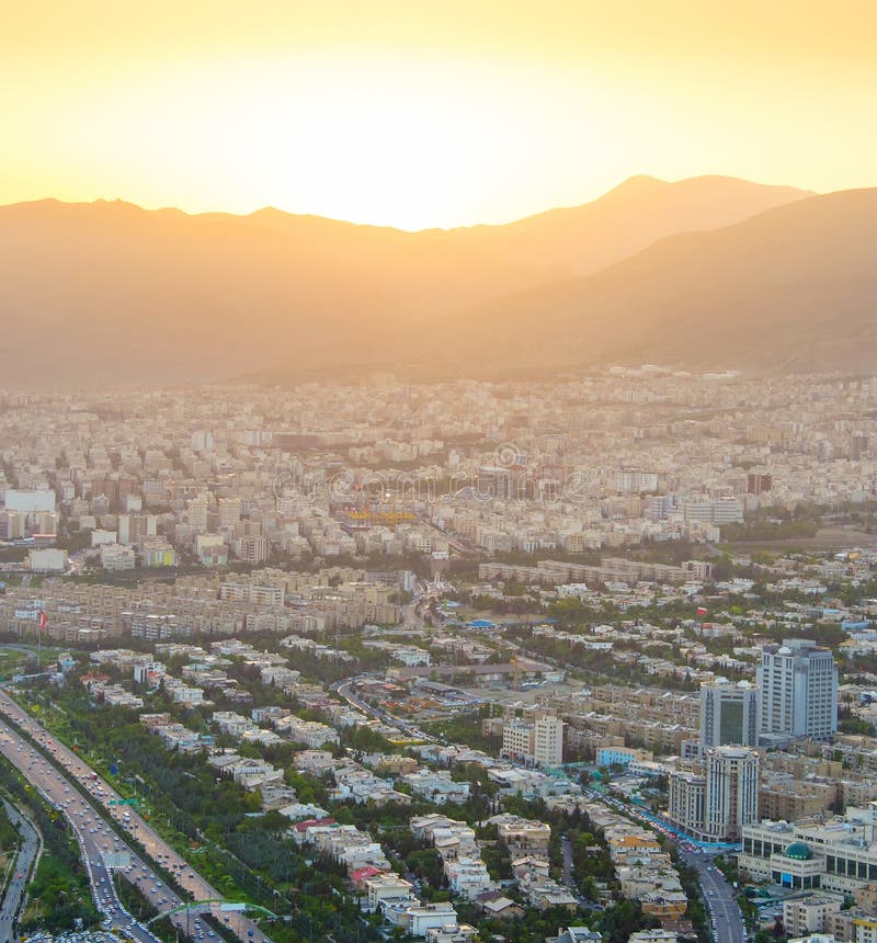 Tehran Skyline At Sunset, Iran Stock Image - Image of buildings, house ...