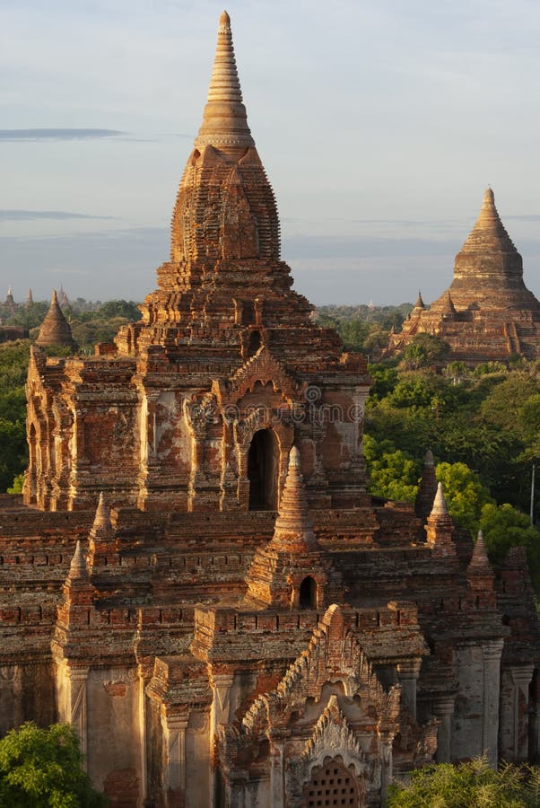 View at the Temples of Bagan during Sunrise, Bagan, Myanmar Stock Photo ...