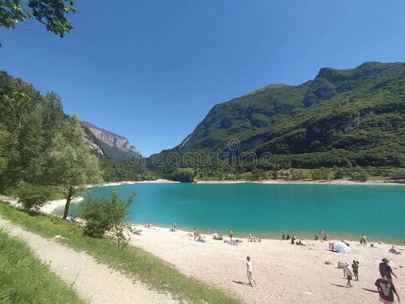 View of Tenno Lake in Italy Editorial Image - Image of malcesine, city ...
