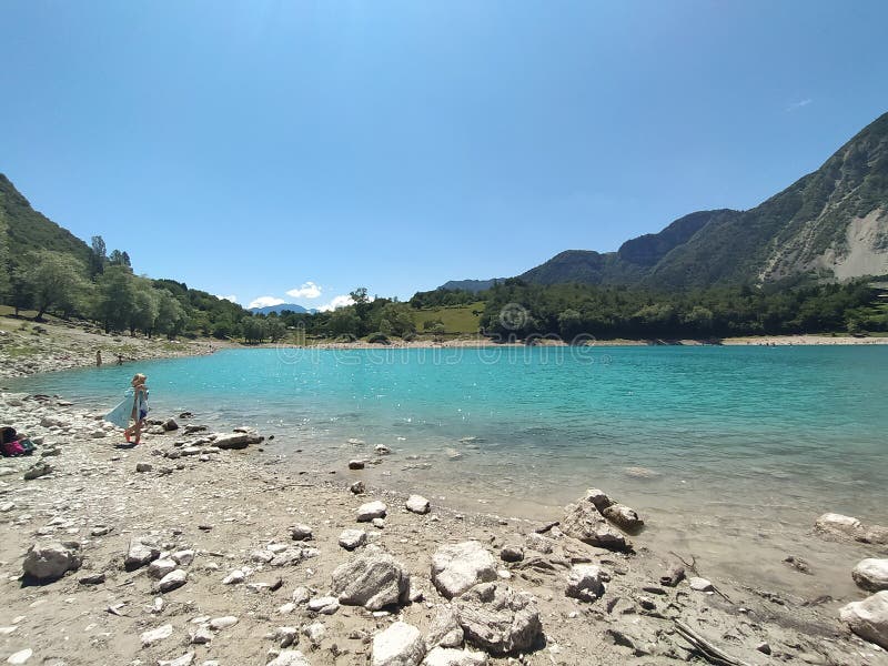 View of Tenno Lake in Italy Editorial Stock Image - Image of relax ...