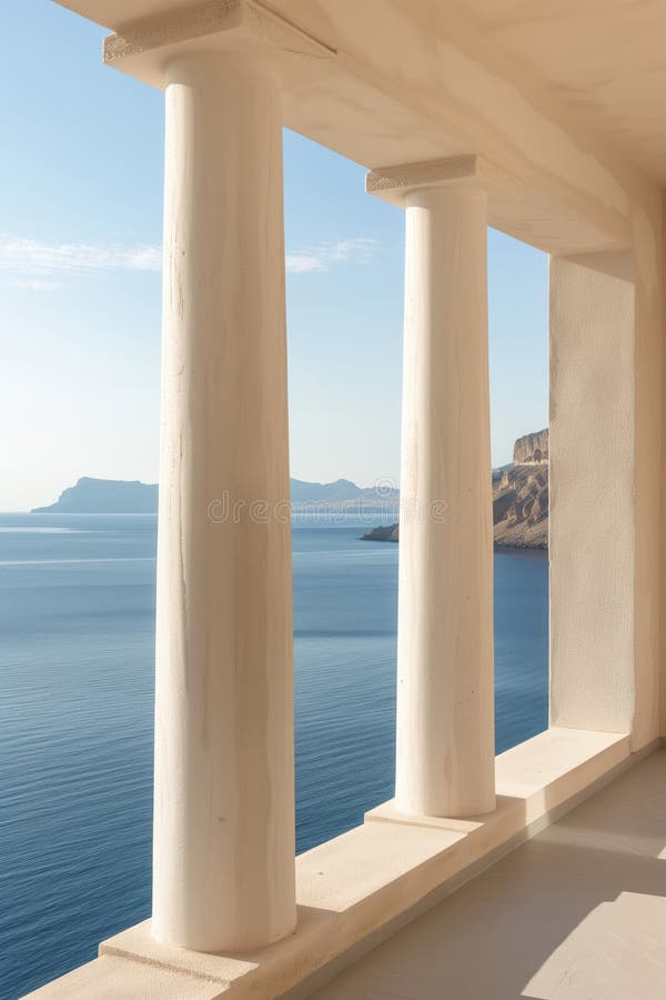 View from the Terrace of the Classic Style Villa with Columns To the ...
