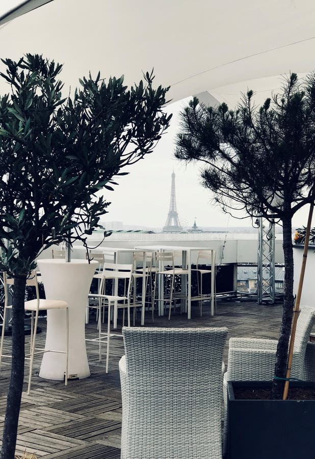 View of a terrace in Paris stock image. Image of withe - 154710179