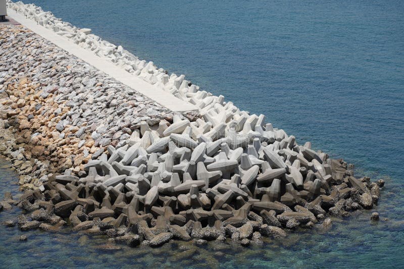 View of the Tetrapod Concrete Sea Defenses Stock Photo - Image of ...