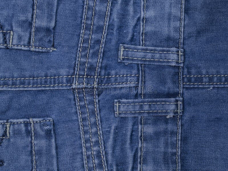 View of Textured Blue Jeans from the Back Pocket Stock Image - Image of ...