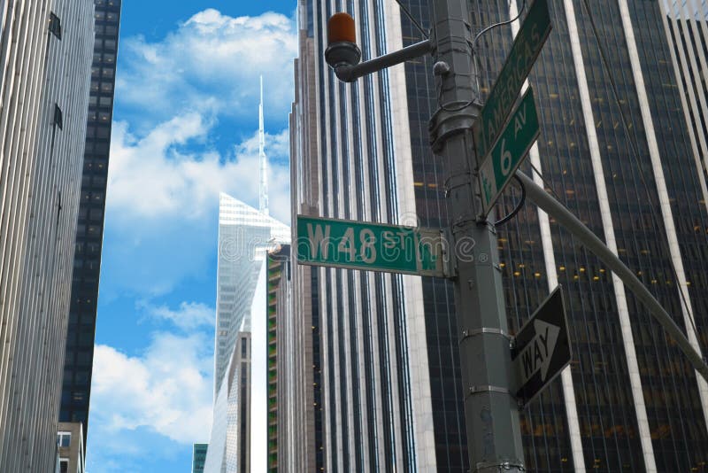 View of 48th Street stock image. Image of finance, green - 98155289