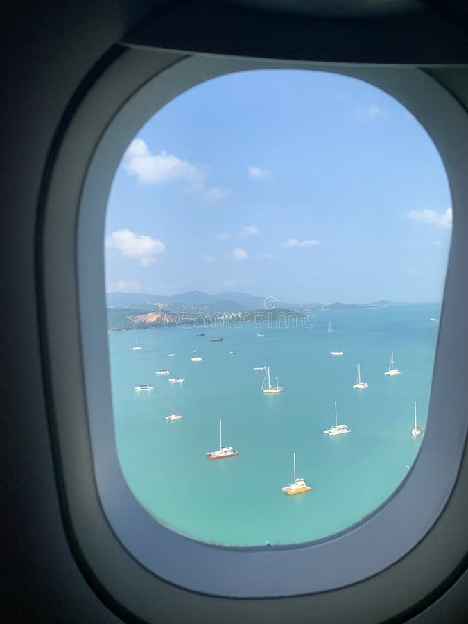 View of Thai Islands through Airplane Window (Ko Samui, Thailand) Stock ...