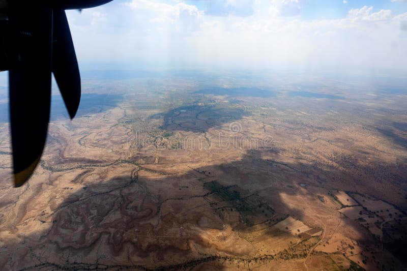View of Thar Desert from an Aeroplane, Rajasthan, India. the Propellers ...