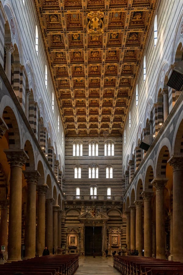 View of Ther Coffer Ceiling Inside the Medieval Pisa Cathedral ...