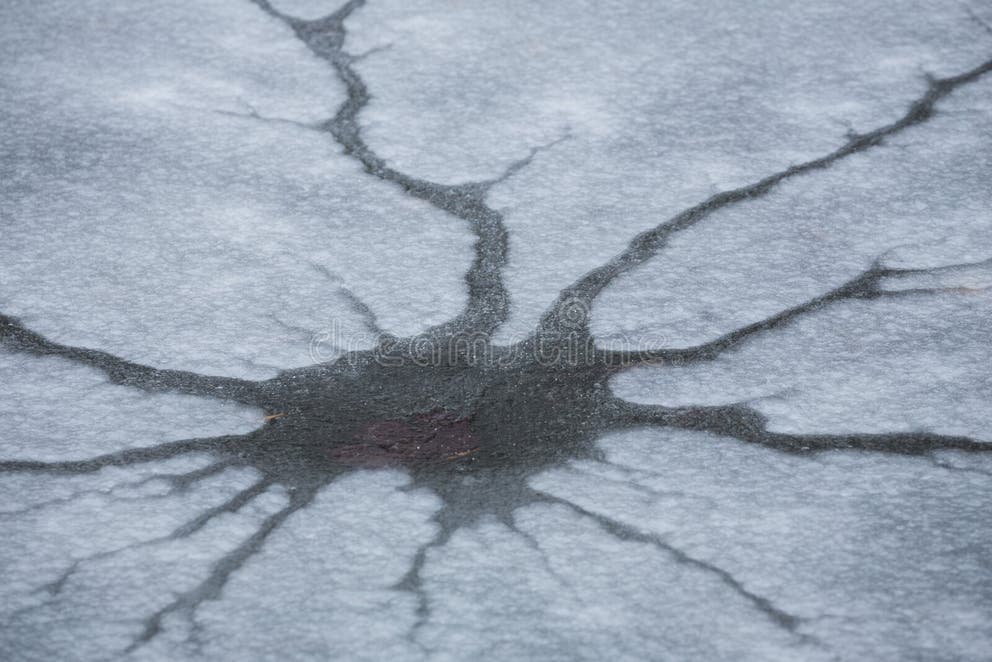 View of the Thin Cracking Ice Stock Photo - Image of shapes, winter ...