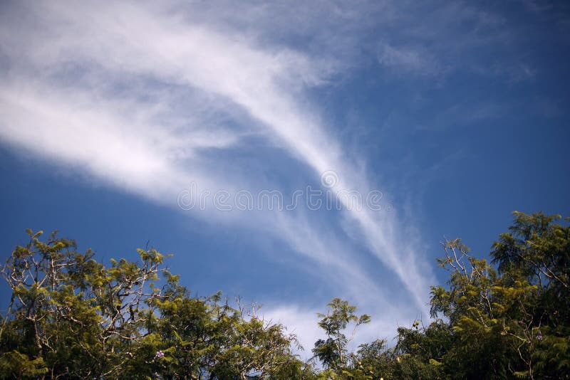 Sweeping Fleecy Clouds in Blue Sky Stock Image - Image of design ...