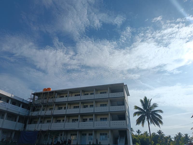 A View of a Third-floor School with a Blue Sky Stock Image - Image of ...