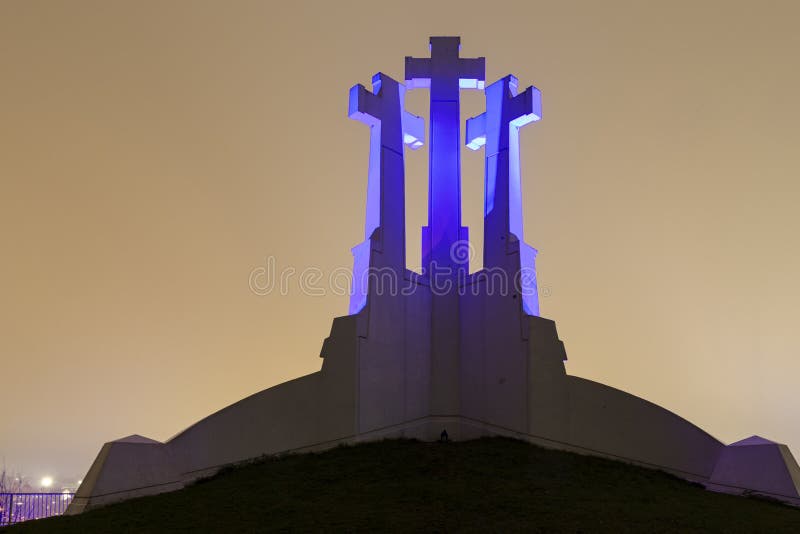 View of the Three Crosses Monument Over Looking Vilnius Stock Photo ...