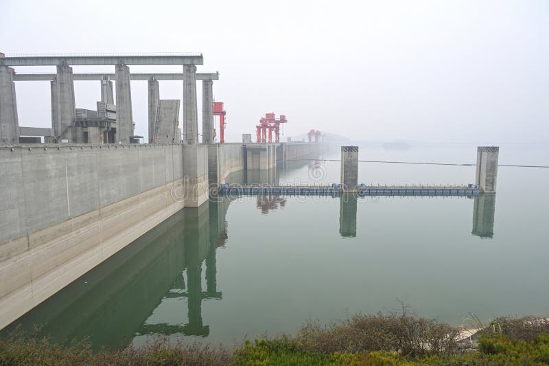 A View of the Three Gorges Dam in the Mist Stock Image - Image of model ...