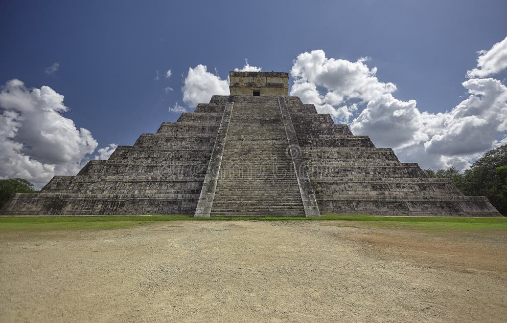 View of Three Quarters of the Pyramid of Chichen Itza 6 Stock Image ...