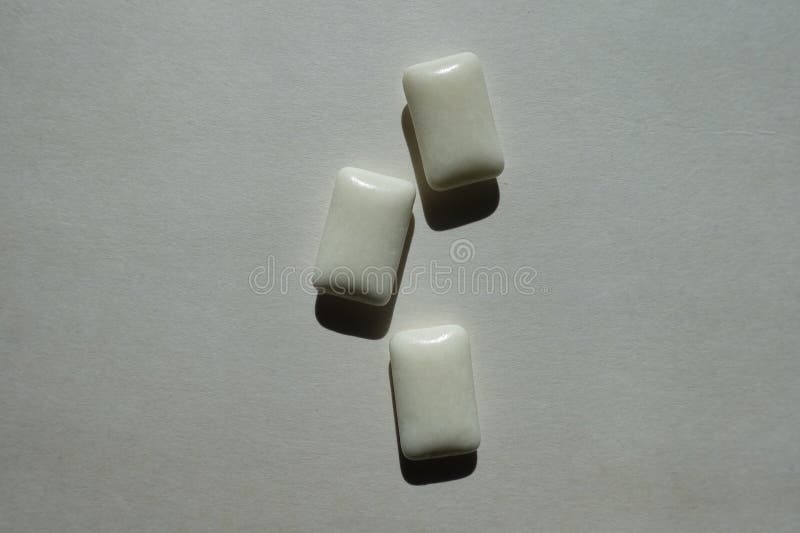 View of Three White Pieces of Chewing Gum from Above Stock Image ...