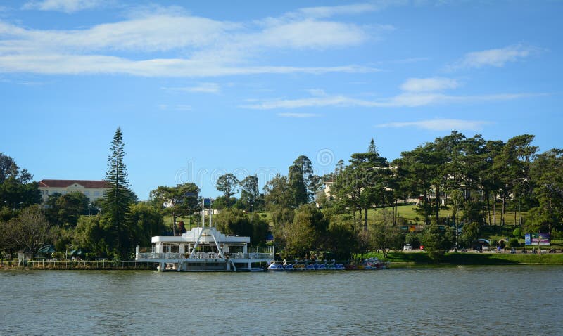 View of Thuy Ta Restaurant on the Lake in Dalat, Vietnam Editorial Stock Image - Image of hill ...