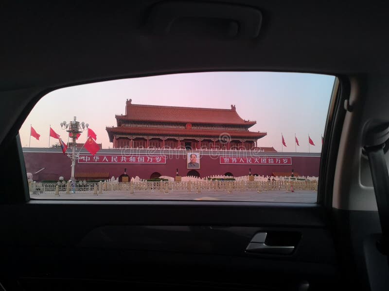 View of Tiananmen Square from Car Window Editorial Stock Image - Image ...