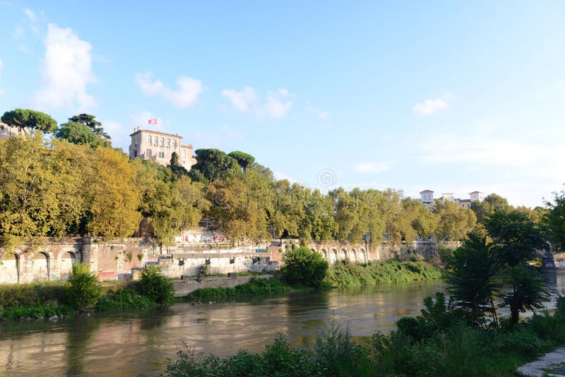 View of the Tiber River in Rome Stock Image - Image of blue, outdoors ...