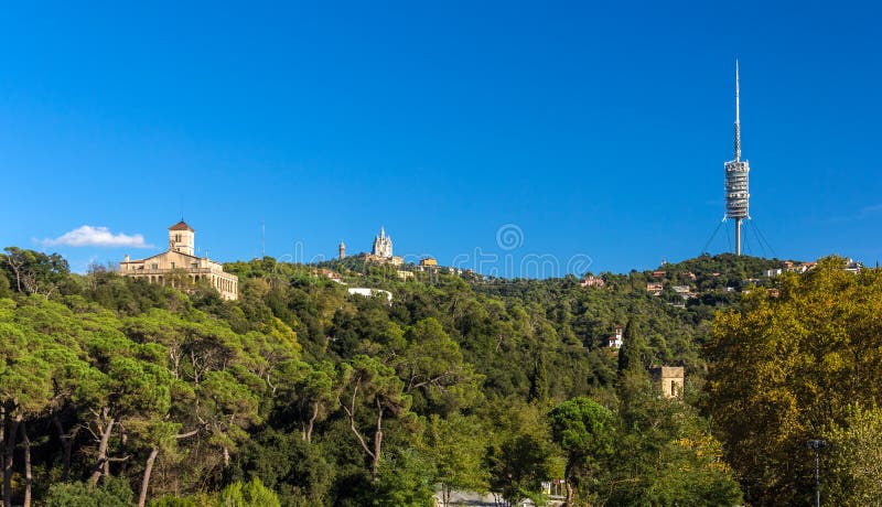 View of Tibidabo Mountain in Barcelona, Spain Stock Image - Image of ...