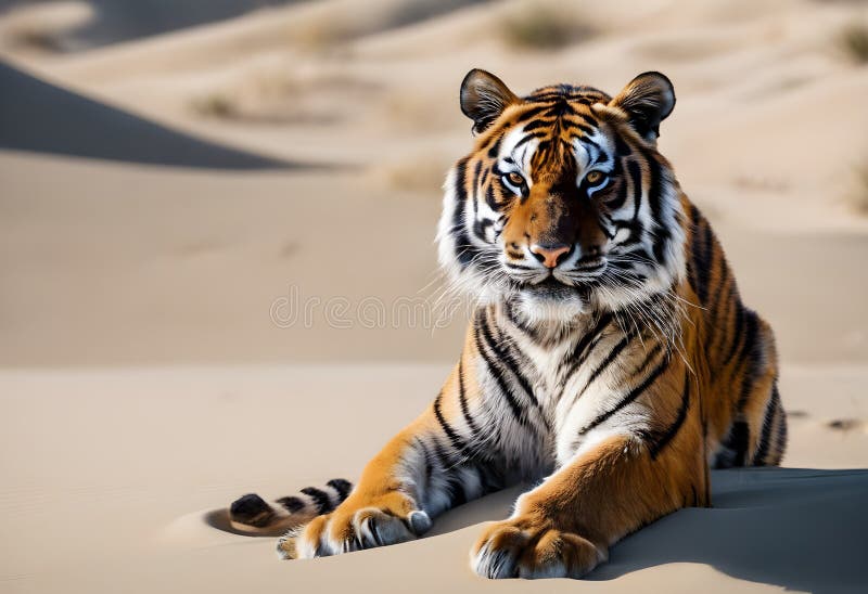 A View of a Tiger in the Sand Stock Illustration - Illustration of ...