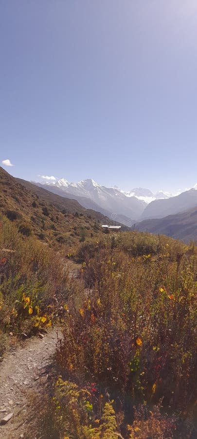 The view from tilicho way stock photo. Image of formation - 233419046