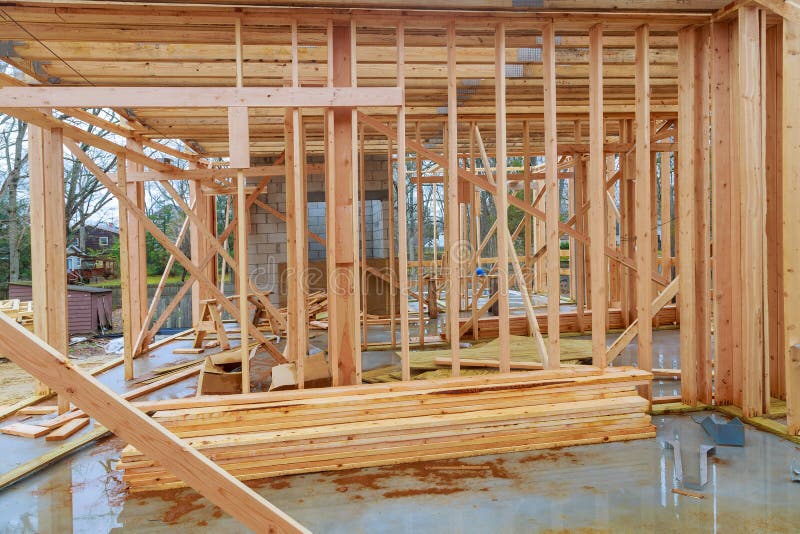 Framework Framing Beam Stick during Construction of a New House Stock Photo - Image of wooden ...