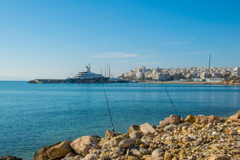 View of a Tiny Beach in Piraeus District of Athens, Greece...IMAGE ...