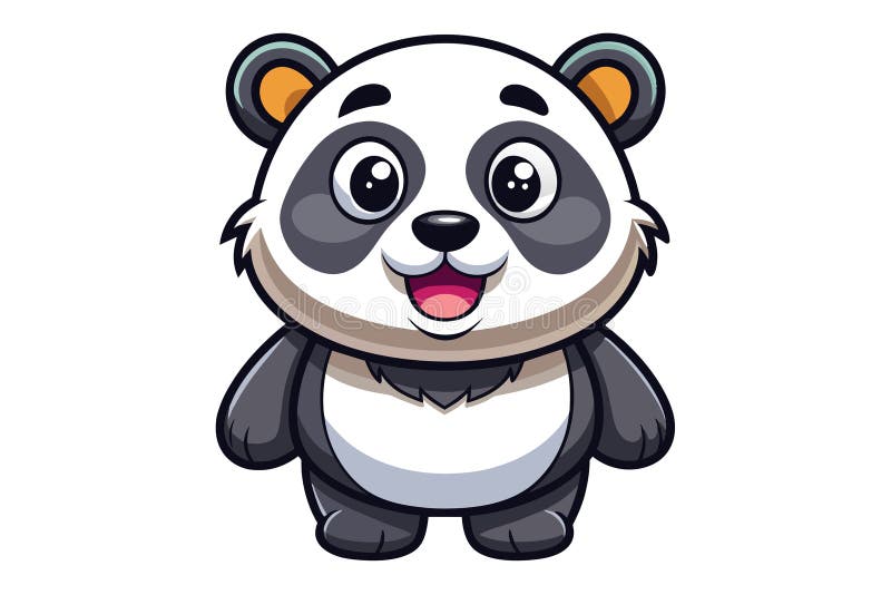 Tiny Panda Logo. Cute Cartoon Mascot on White Background Stock Vector - Illustration of ...