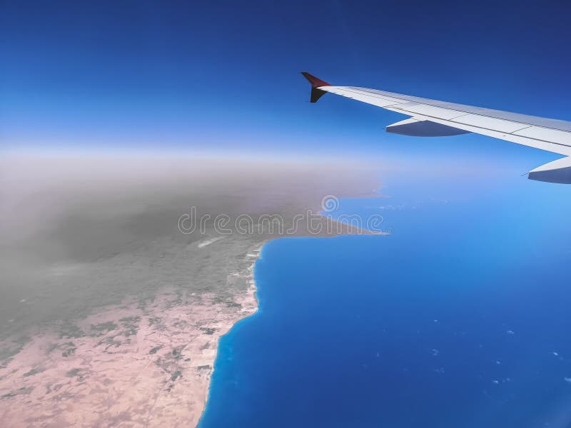 View To the Blue Sea and Horizon at a Flight Stock Photo - Image of ...