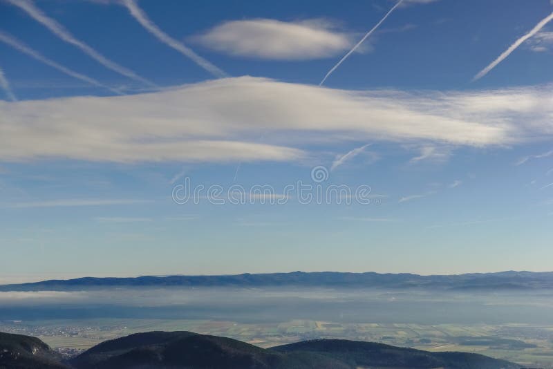 View To a Blue Sky with Clouds and a Wide Valley Stock Image - Image of ...