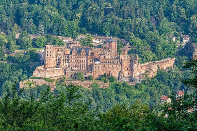 View To the Castle Heidelberg with Mountain Stock Photo - Image of ...