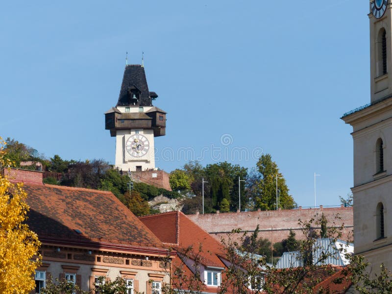 View To the Clock Tower of Graz in Fall Stock Photo - Image of landmark ...