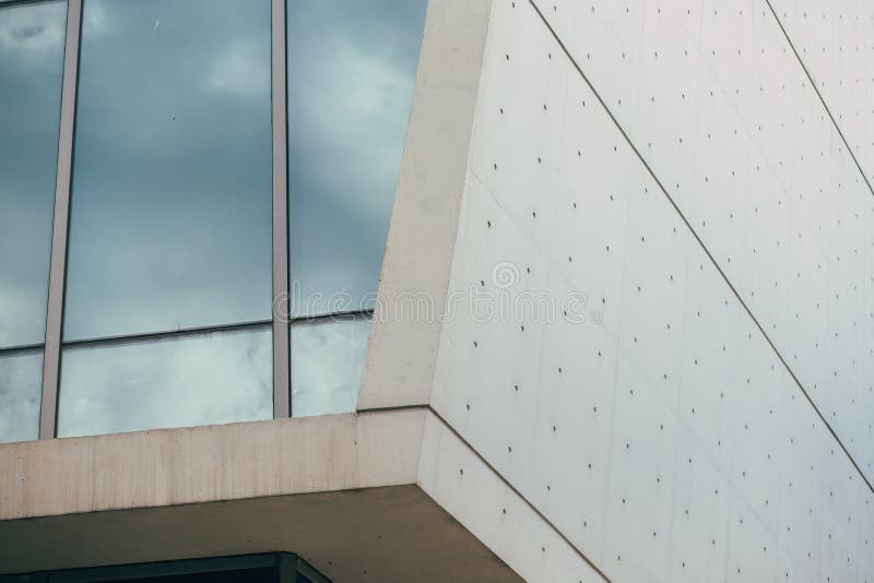 View To the Corner and Window of Modern Concrete Urban Building from ...