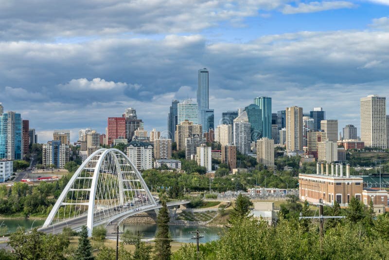 View To Downtown of the City of Edmonton with Cloud Sky Background ...