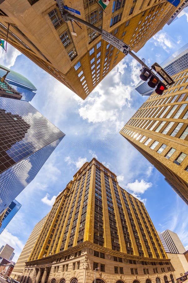 View To Historic and Modern Skyscraper in Downtown Houston Stock Photo ...