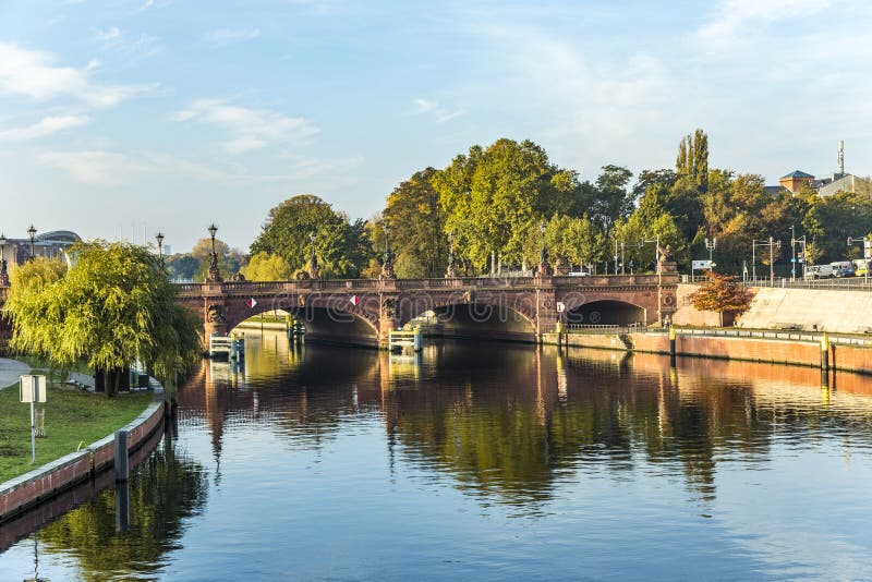 View To Historic Sandstone Moltke Bridge in Berlin Stock Image - Image ...