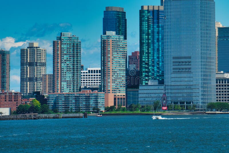 View To Manhattan from a Ferry in Sunny August Day Editorial ...