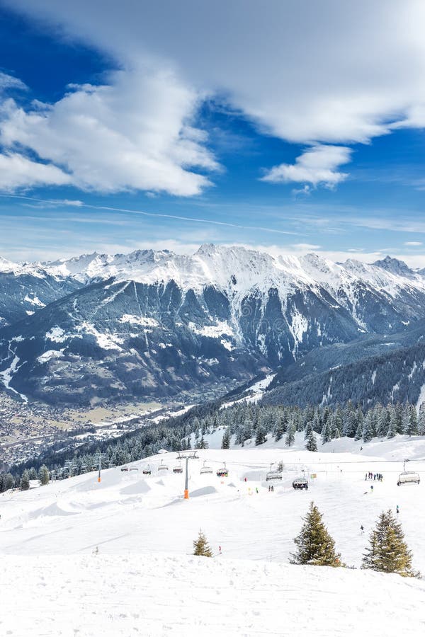 View To Montafon Valley from Golm Ski Resort, Austria Stock Image ...