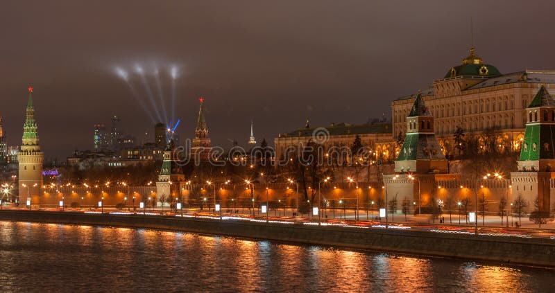 View of the Moscow Kremlin at Night. Moscow, Russia Editorial ...