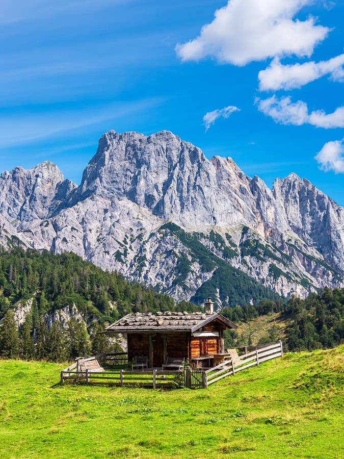 View To the Mountain Pasture Litzlalm in the Alps, Austria Stock Photo ...
