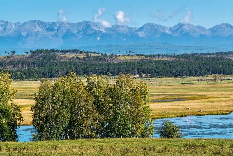View To the Mountains of Eastern Sayan from Tunka Valley Stock Photo ...