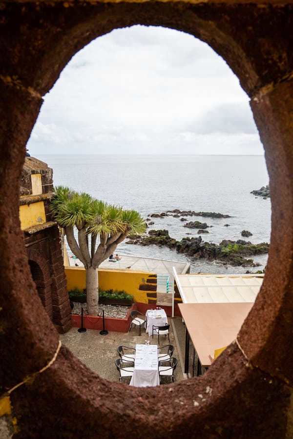 View To the Sea from the Circle Window Stock Photo - Image of barrier ...