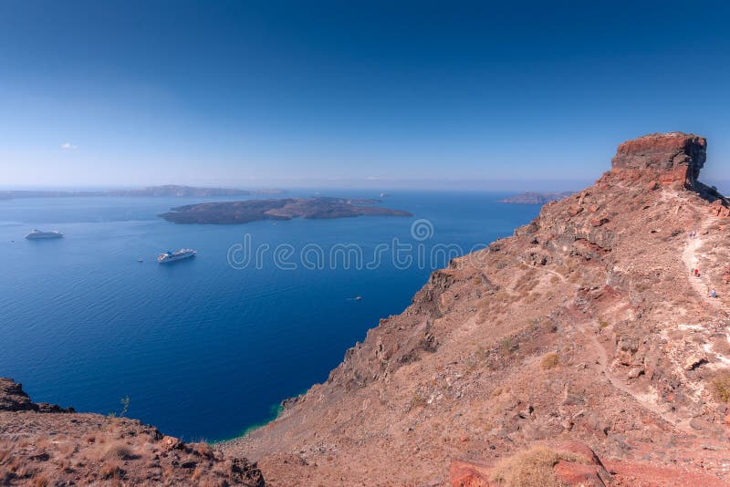 View To Skaros Rock in Santorini in Greece Stock Image - Image of ...