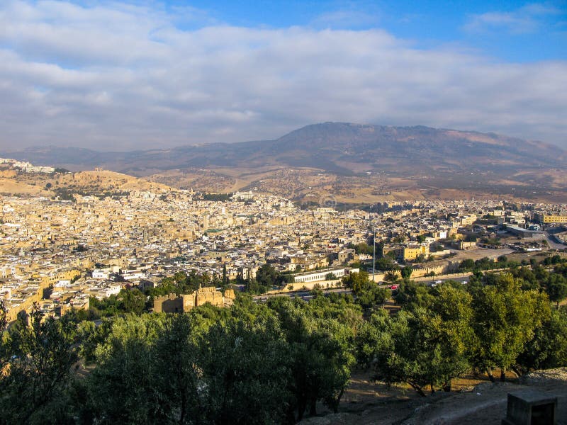 View To Skyline of Fes in Morocco in Sunset Light Stock Photo - Image ...