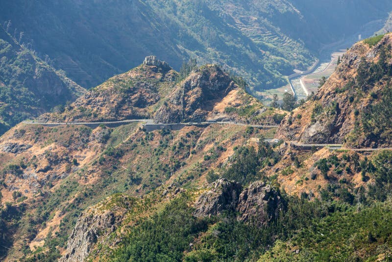 View To the South from the Pass Boca Da Encumeada in Madeira. Stock ...