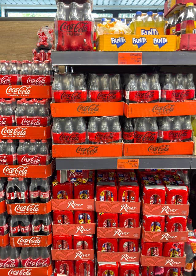 View To Stacks of Cans with Lemonade in a Supermarket Editorial Stock ...